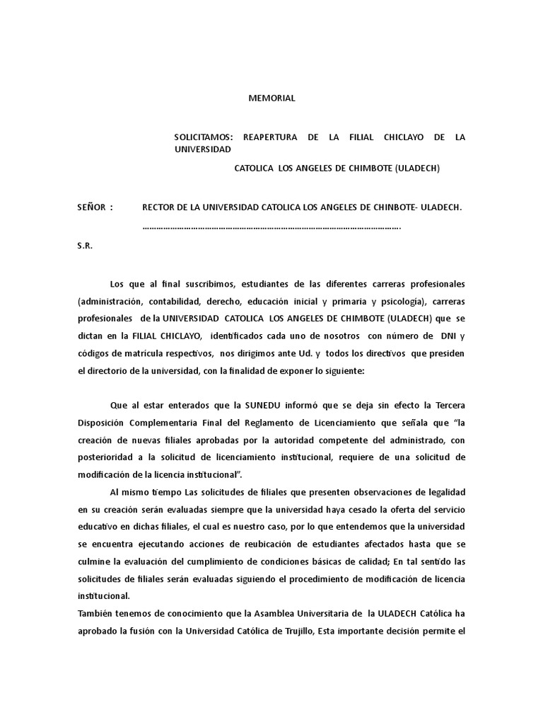 Memorial Uladech | PDF | Enseñando y aprendiendo | Educación avanzada