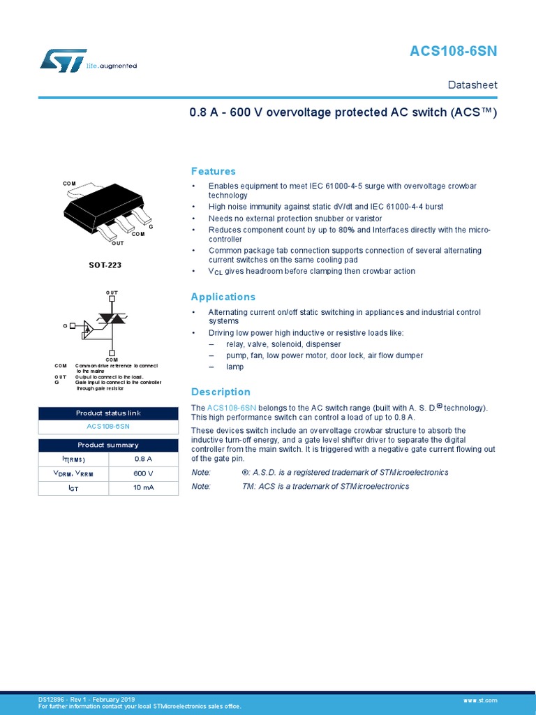 Acs108 6sn PDF | PDF | Alternating Current | Mains Electricity