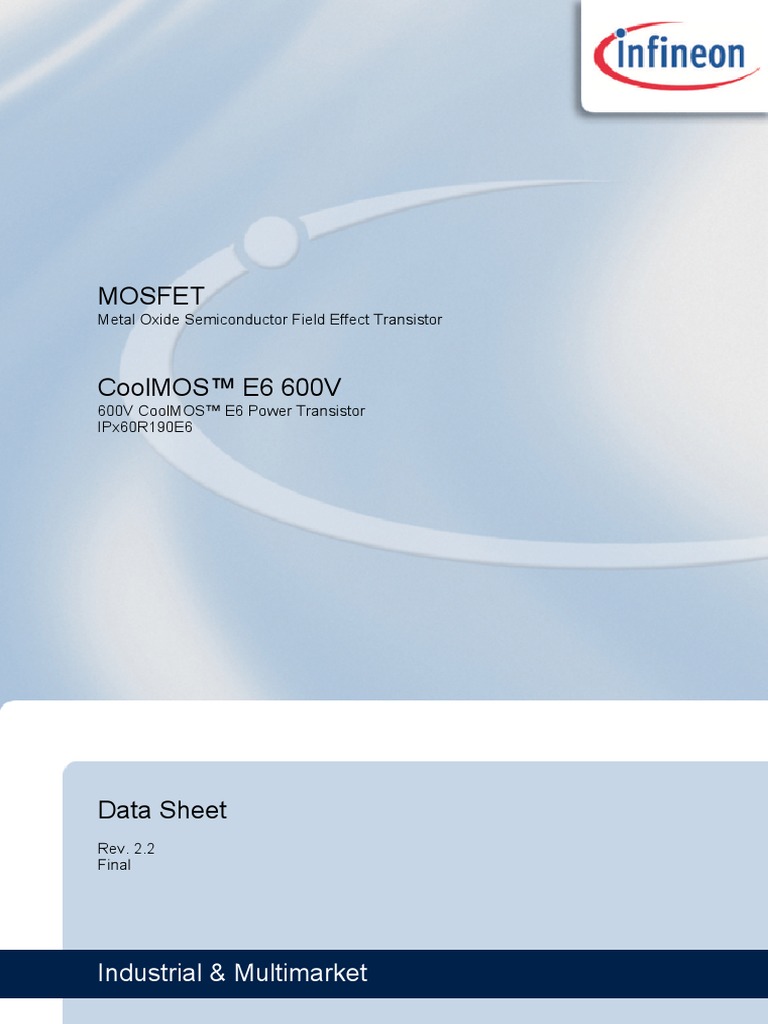 Mosfet de Potência 6R190E6 PDF | PDF | Capacitance | Diode