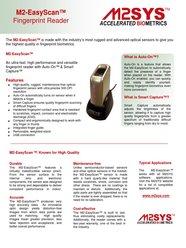 M2SYS-EasyScan EZL-EL-M2-SYS | PDF | Fingerprint | Optics