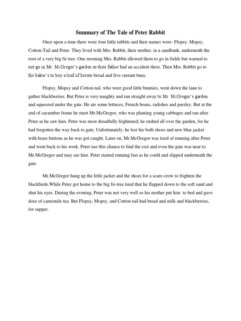 Summary of Peter Rabbit | PDF