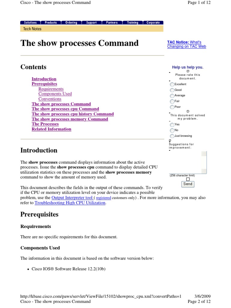 The Show Processes Command: Prerequisites | PDF | Transmission Control ...