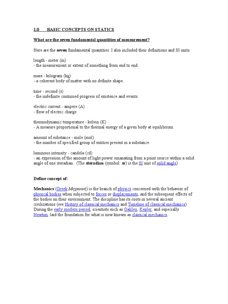 Seven Fundamental Quantities in Physics | PDF | Force | Euclidean Vector