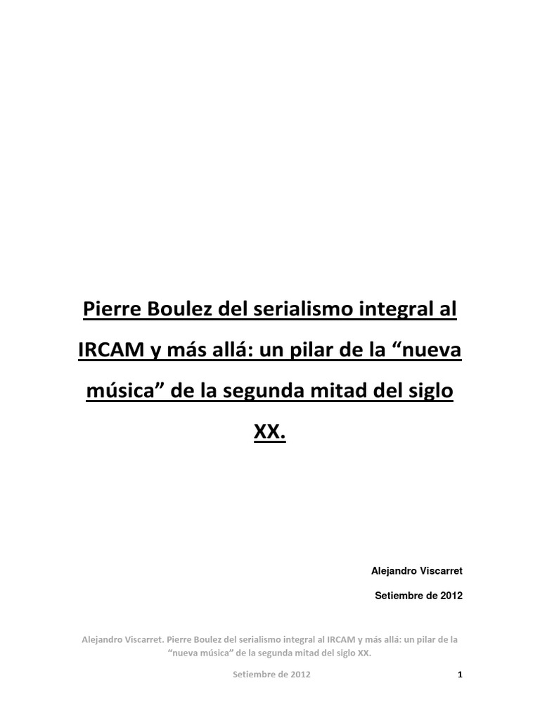 Pierre Boulez Del Serialismo Integral Al PDF | PDF | Piano ...