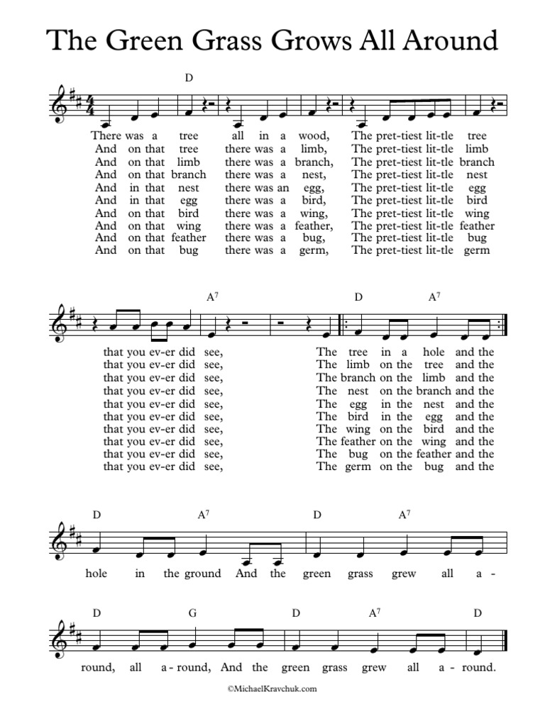 The Green Grass Grows All Around D Major | PDF | Organisms | Aviculture