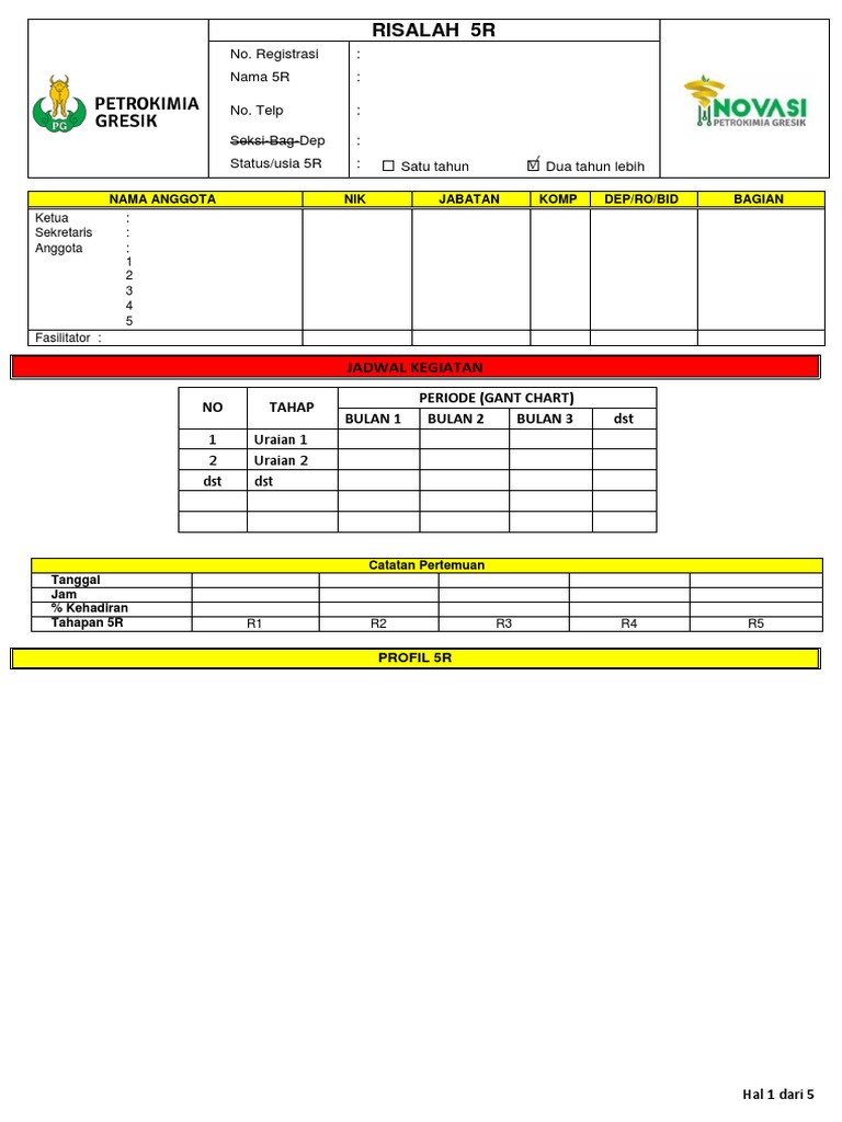 FM-30-0144 CONTOH FORM 5R (Kosong) | PDF