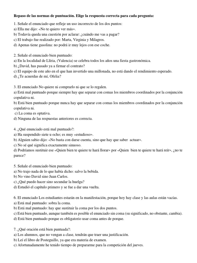 Ejercicios de Puntuacion | PDF | Oración (Lingüística) | Soporte