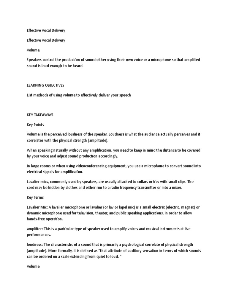 Effective Vocal Delivery | PDF | Nonverbal Communication | Microphone