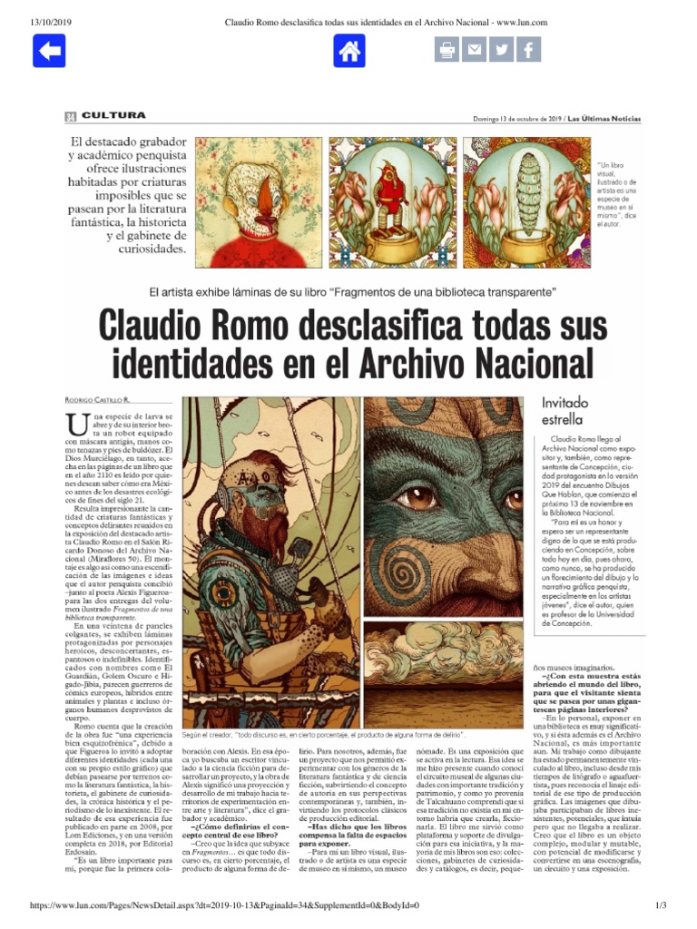 Claudio Romo Desclasifica Todas Sus Identidades en El Archivo Nacional ...