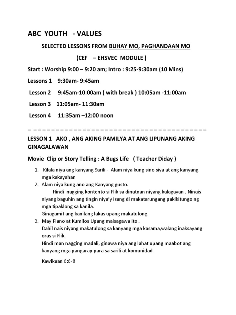 ABC YOUTH Values | PDF