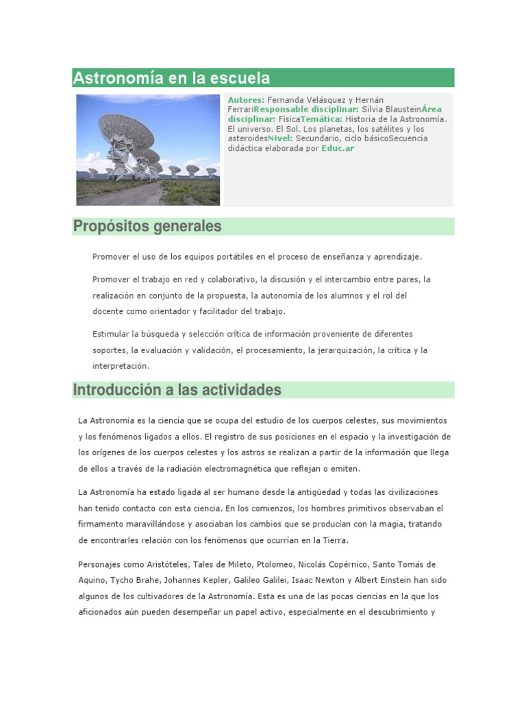 Astronomía en La Escuela | PDF | Universo | Astronomía