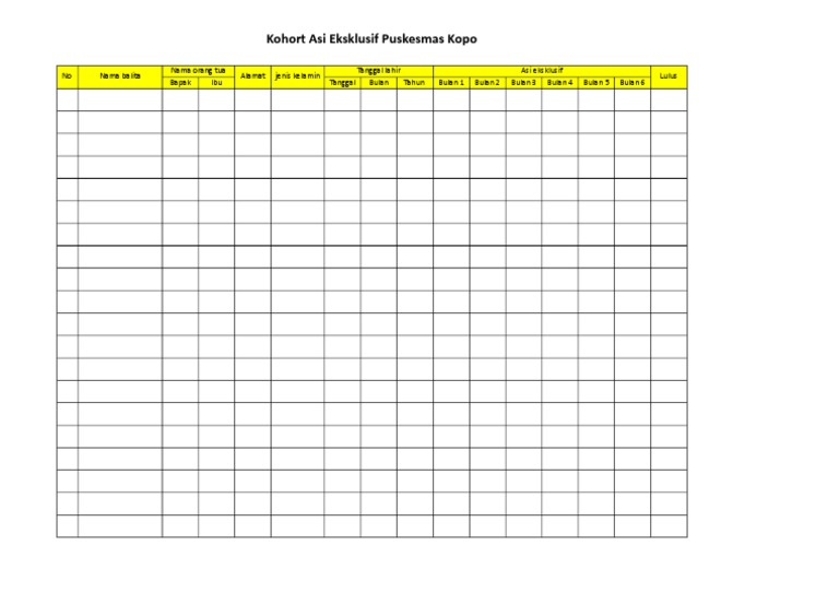 Format Kohort Asi Eks | PDF
