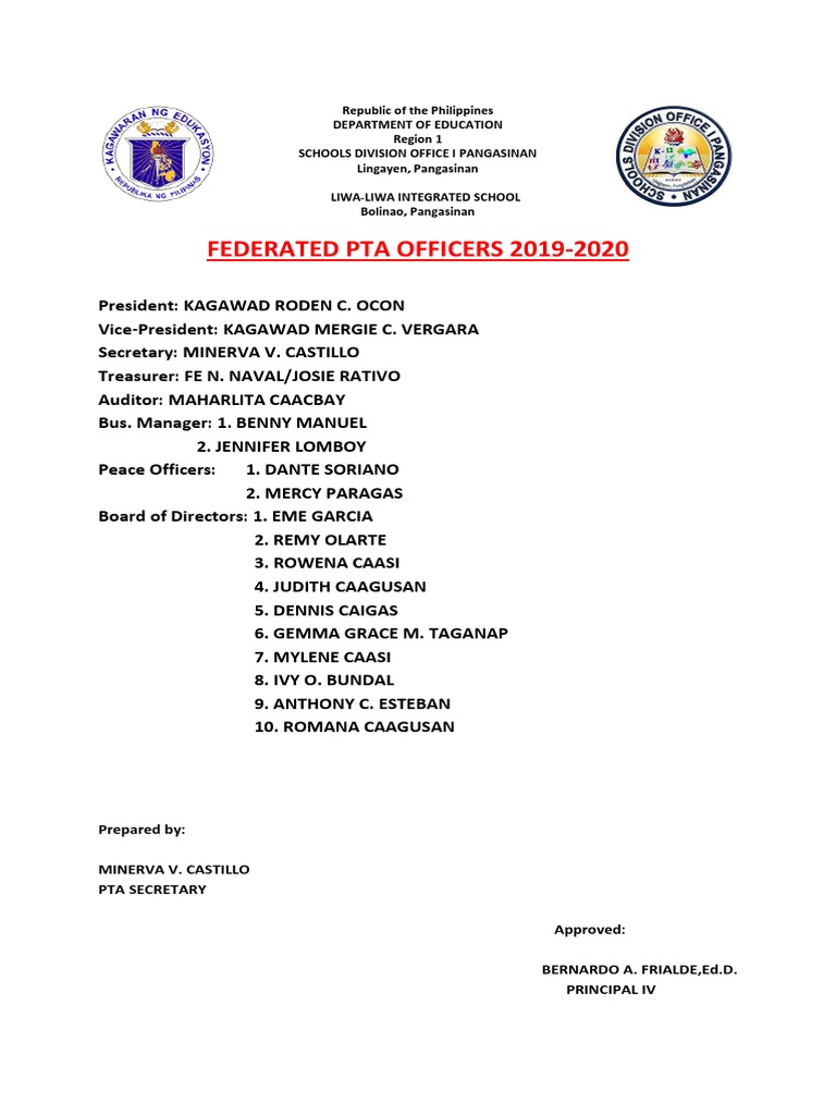 Accomplishment Report Pta 2019 2020 | PDF | Government | Public Sphere