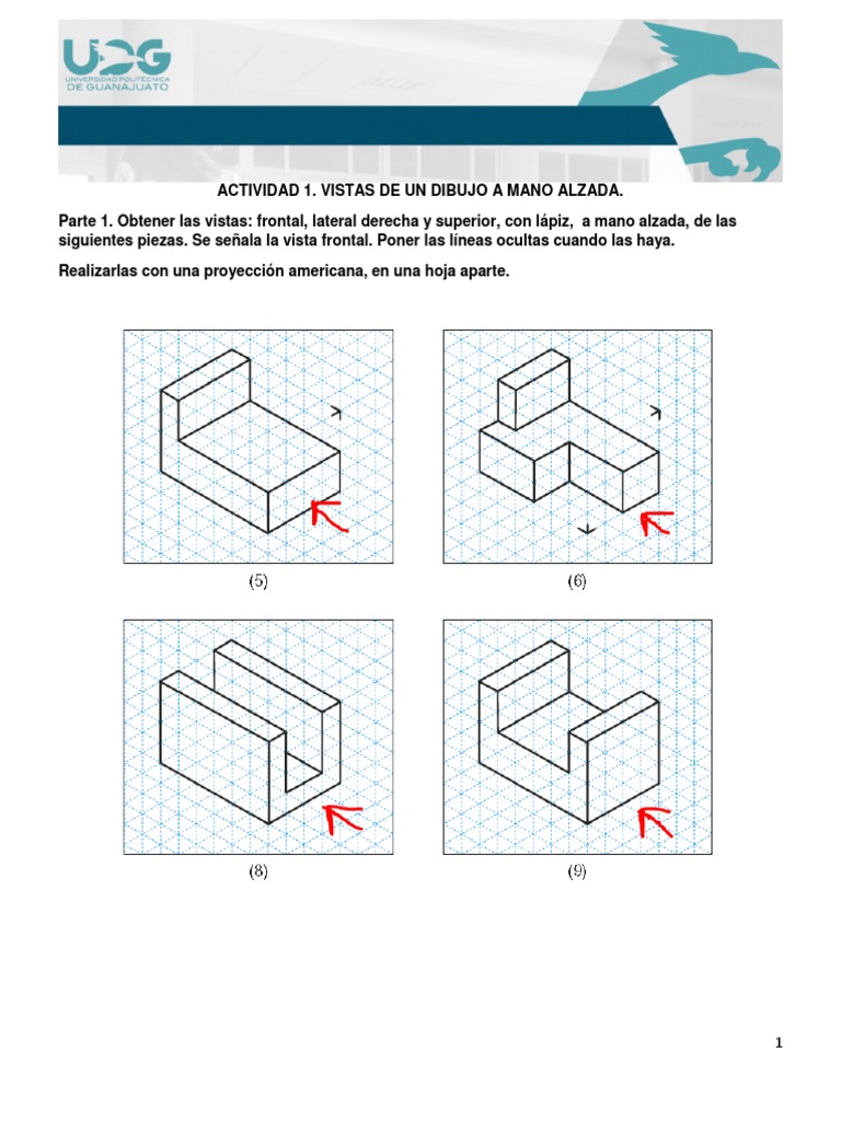Vistas de Dibujo Técnico a Mano Alzada | PDF | Métodos y materiales de ...