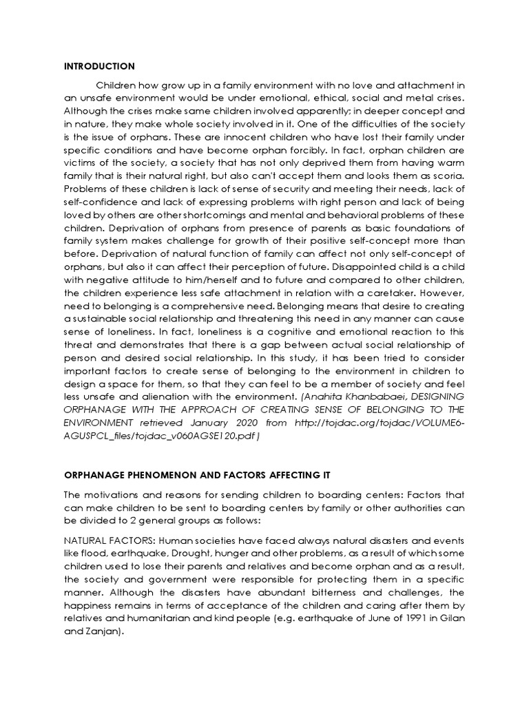 Orphanage Design | Download Free PDF | Attachment Theory | Self Concept