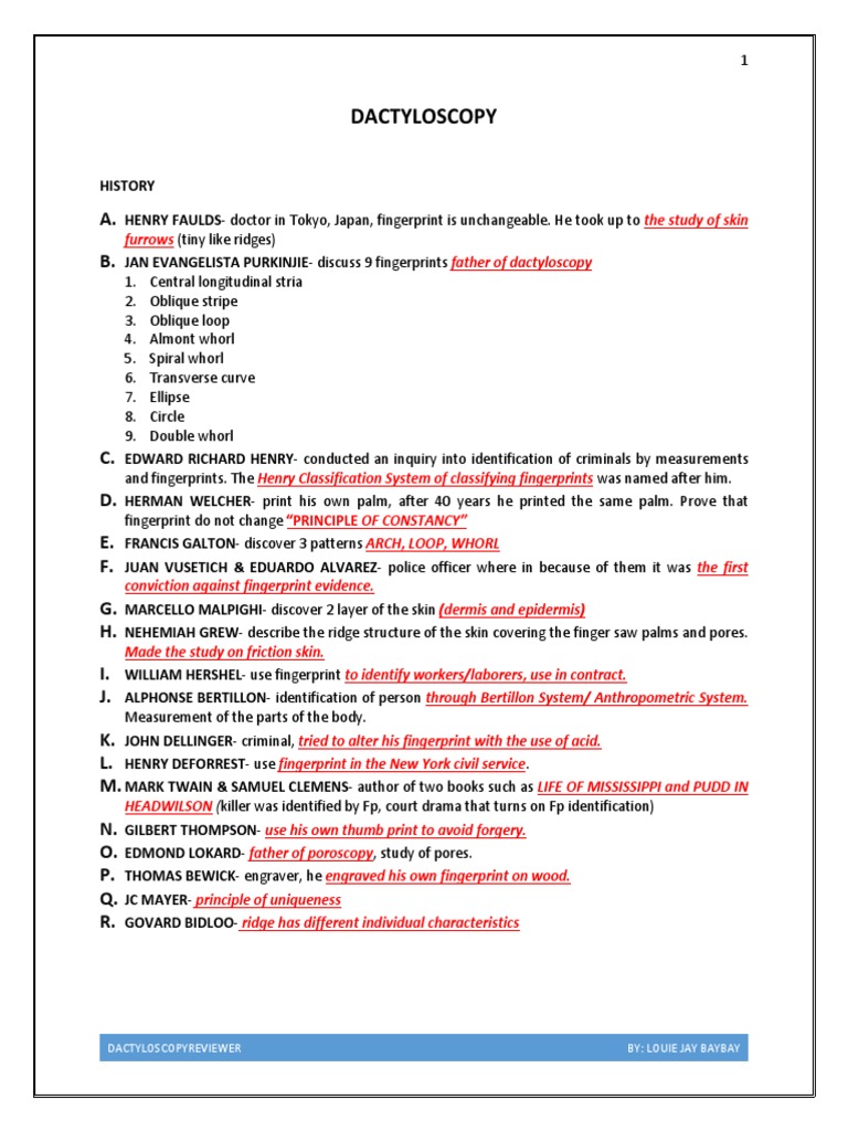 DACTYLOSCOPY (Prelims) | Download Free PDF | Fingerprint | Human Anatomy