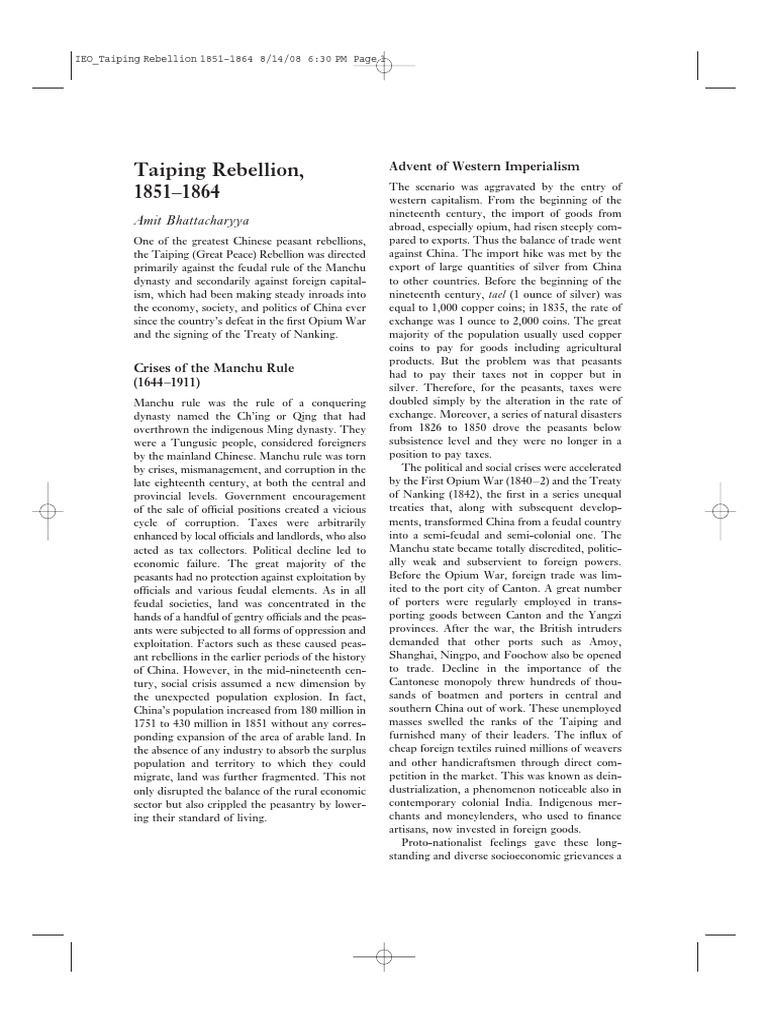 Taiping Rebellion PDF | PDF | Qing Dynasty | Rebellions