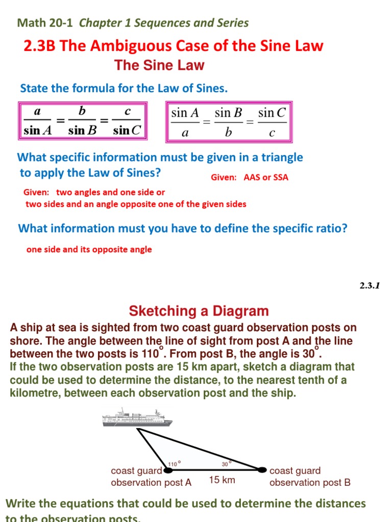 2.3B Ambiguous Case of Sine Law | PDF | Sine | Triangle