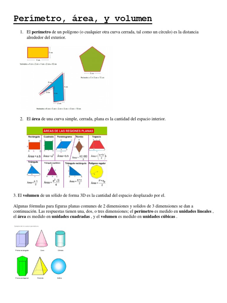 Area y Volumen | PDF | Rectángulo | Triángulo