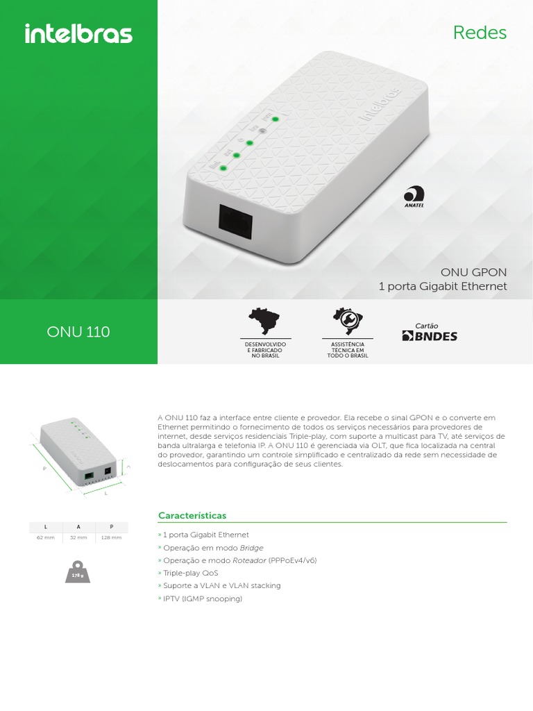 Datasheet A4 Onu 110 03-17 Site | PDF | Ethernet | Redes