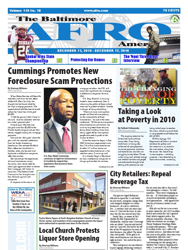 Baltimore Afro-American Newspaper, December 11, 2010 | Foreclosure | Retail