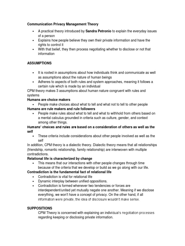 Communication Privacy Management Theory | PDF | Privacy | Decision Making