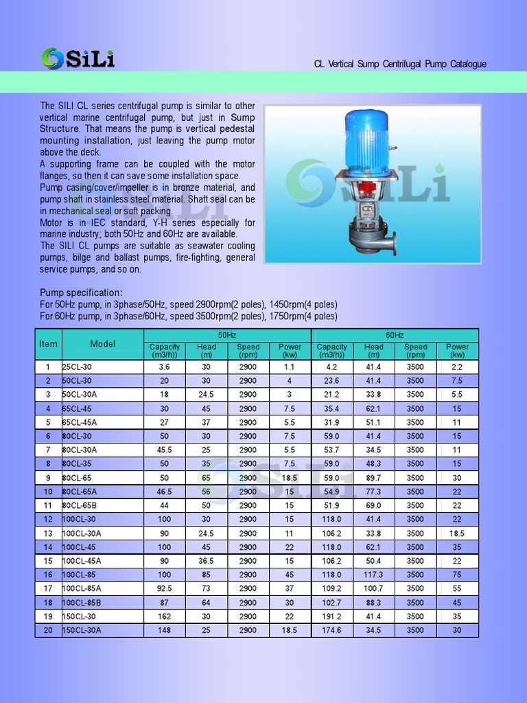 Sili Pump CL PDF | PDF | Pump | Machines