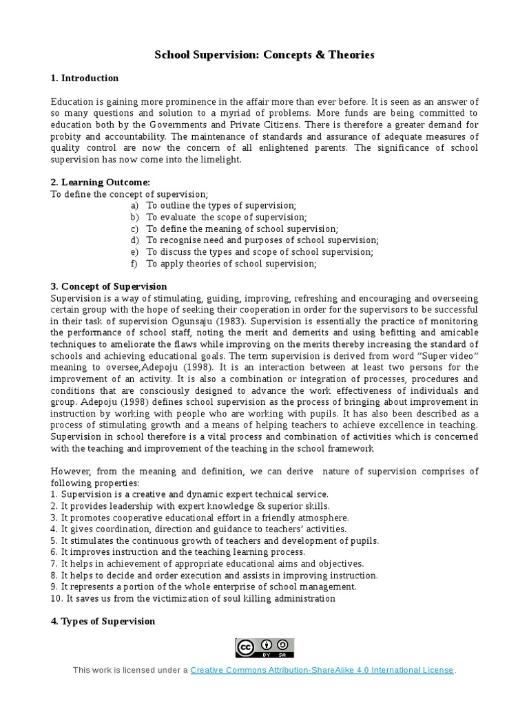 School Supervision Concept and Theories | PDF | Cognitive Behavioral ...