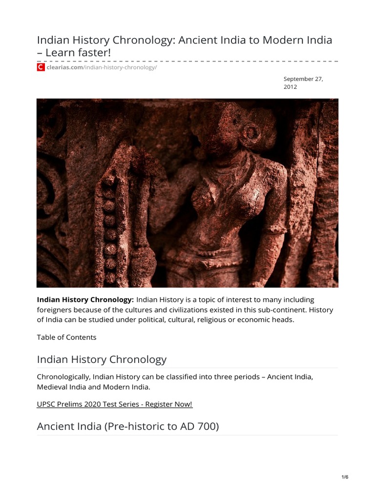 Indian History Chronology Ancient India To Modern India Learn Faster ...