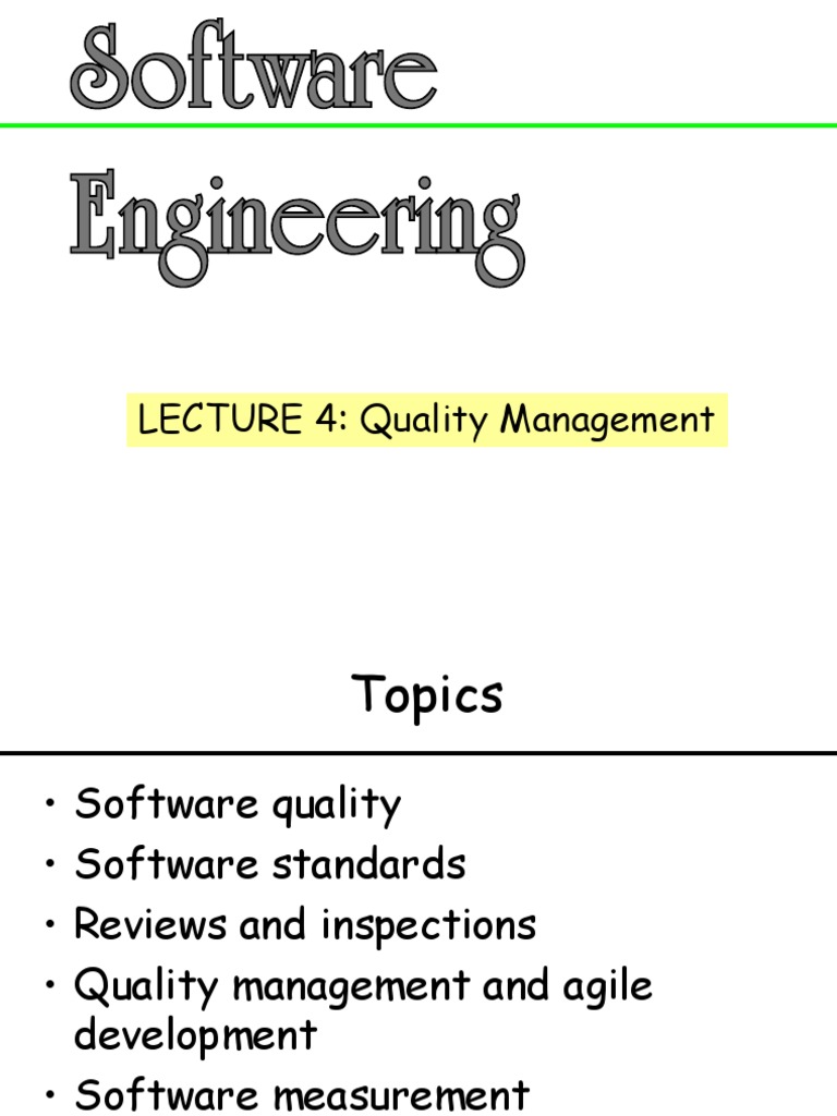 Software Quality Management Overview | PDF | Iso 9000 | Agile Software ...