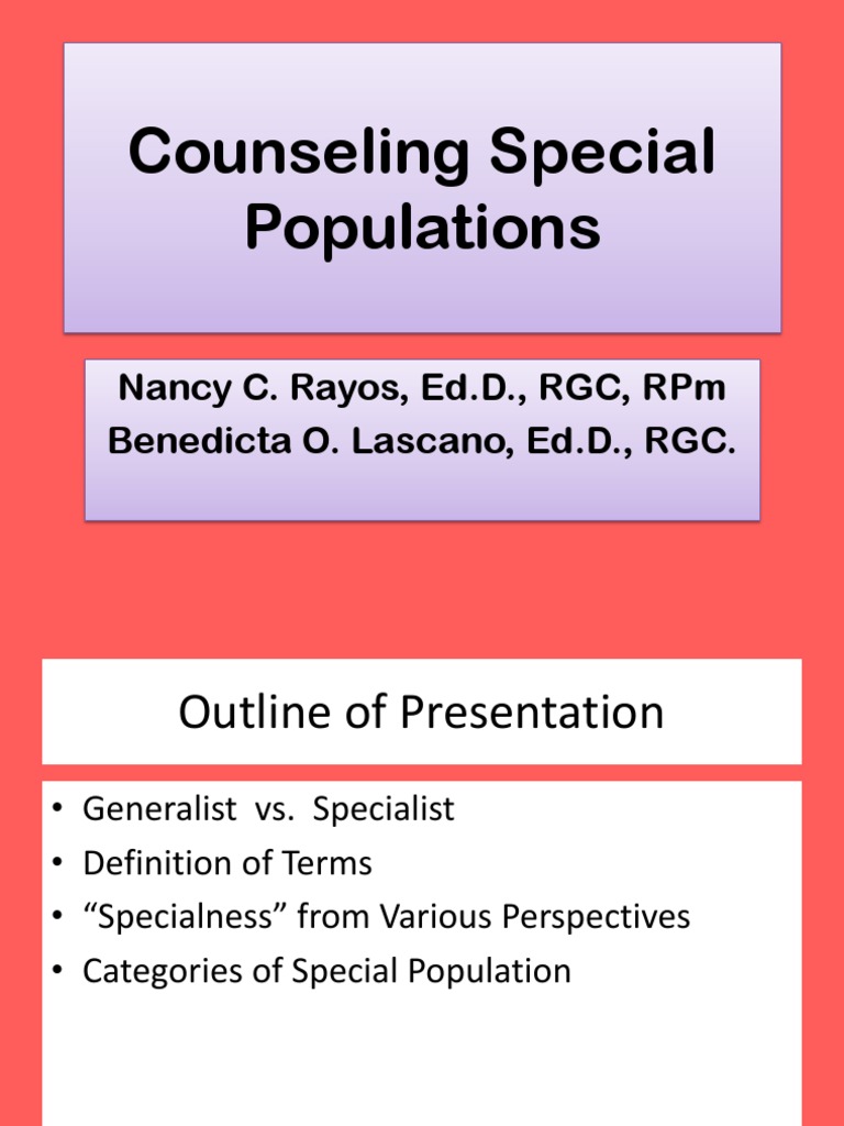 Counseling Special Populations | PDF | Mental Disorder | Disability