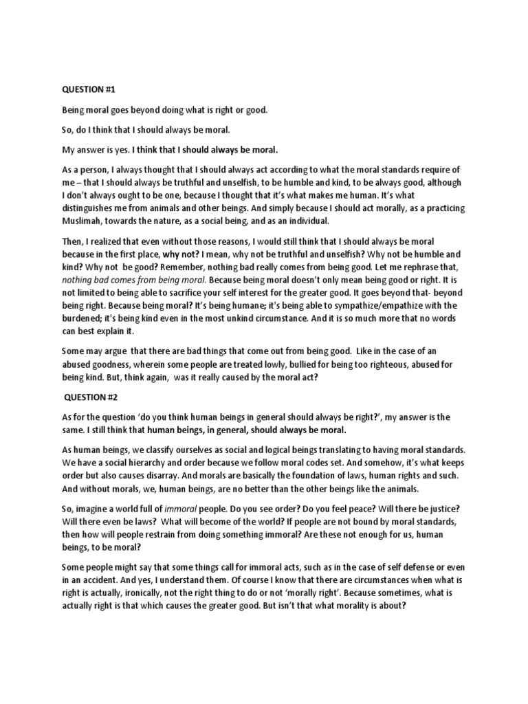 The Case for Universal Morality: Why Human Beings Should Always Act ...
