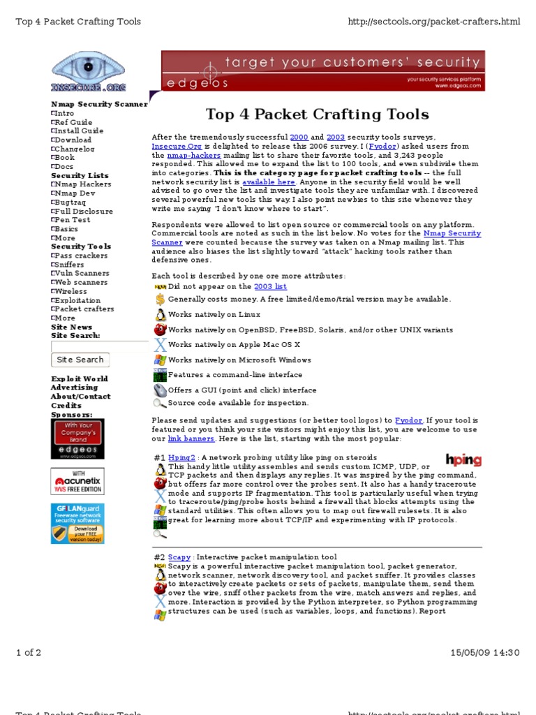 Top 4 Packet Crafting Tools | PDF | Network Architecture | Digital ...