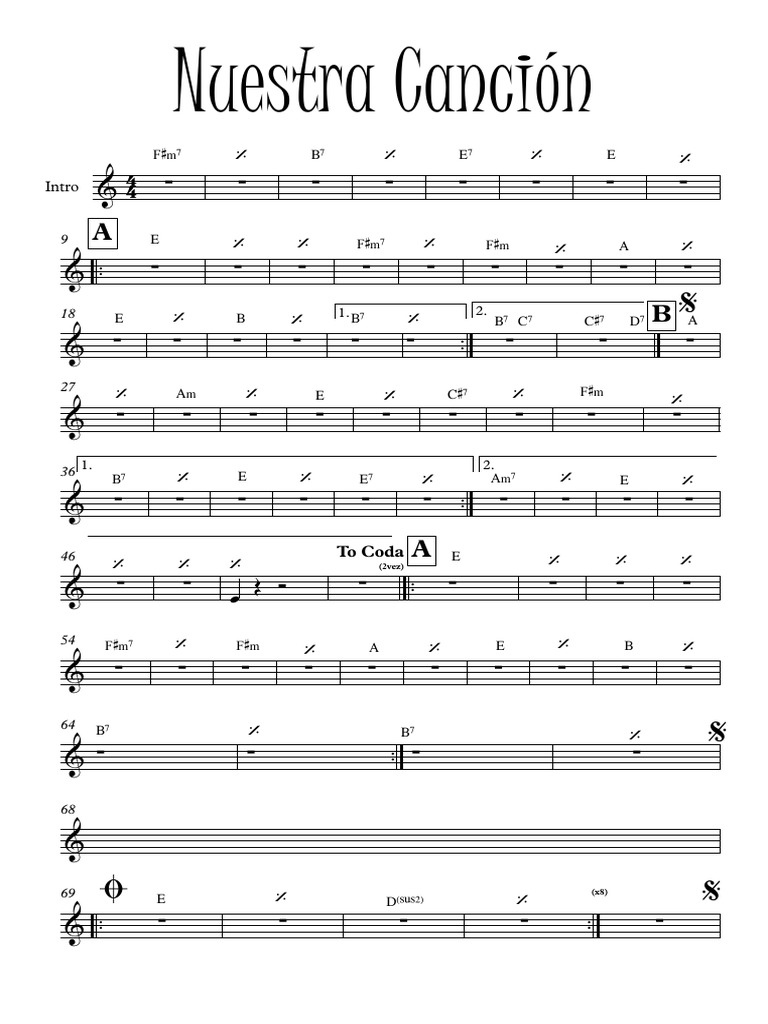 Nuestra Cancion - Partitura Completa | PDF