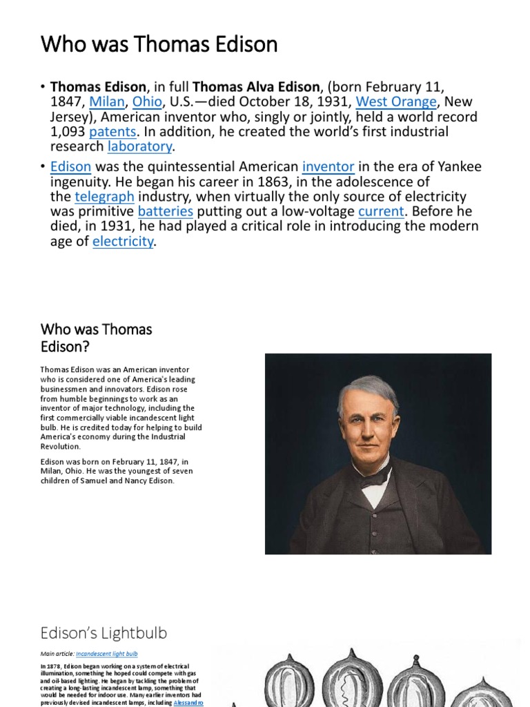 Edison and the Incandescent Light Bulb | PDF | Incandescent Light Bulb ...
