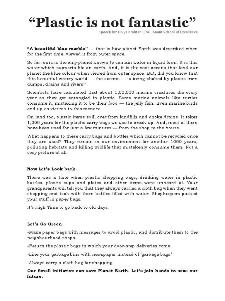 Plastic Is Not Fantastic | PDF