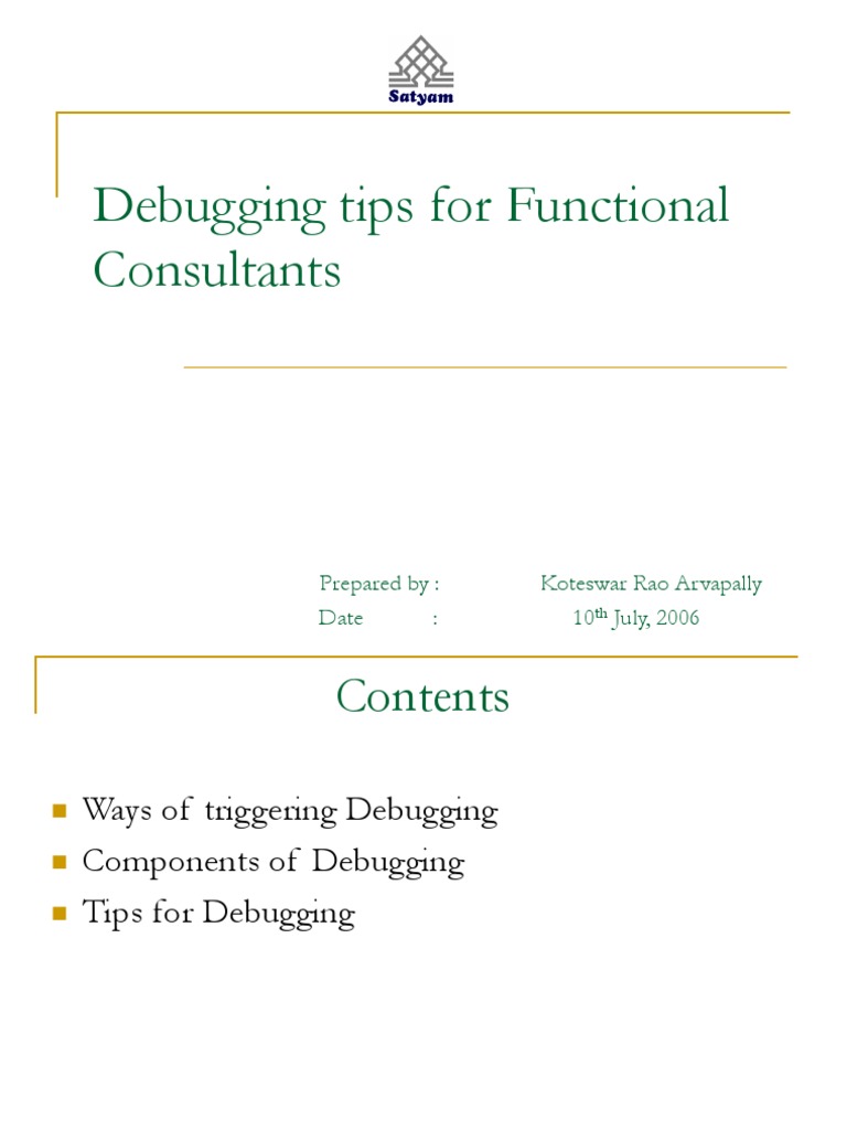 Debugging Tips For Functional Consultants | PDF