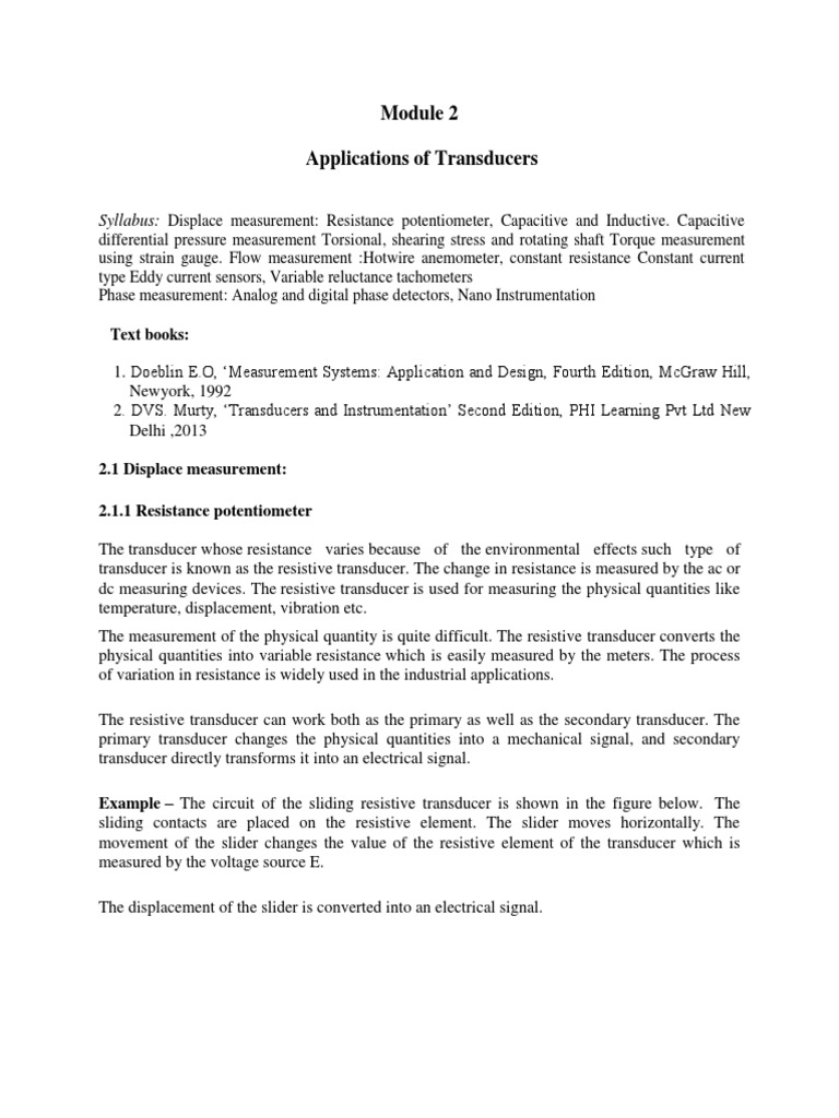 Chapter 2 Applications of Transducers | PDF