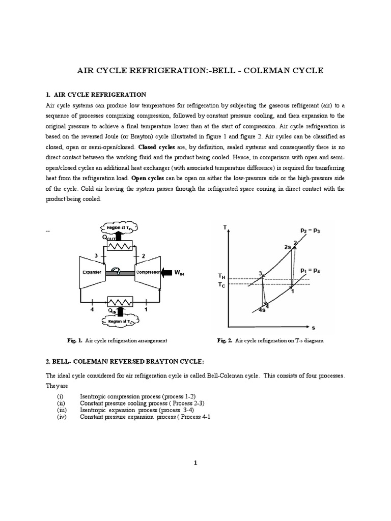 Air Cycle Refrigeration: Bell-Coleman Cycle | PDF