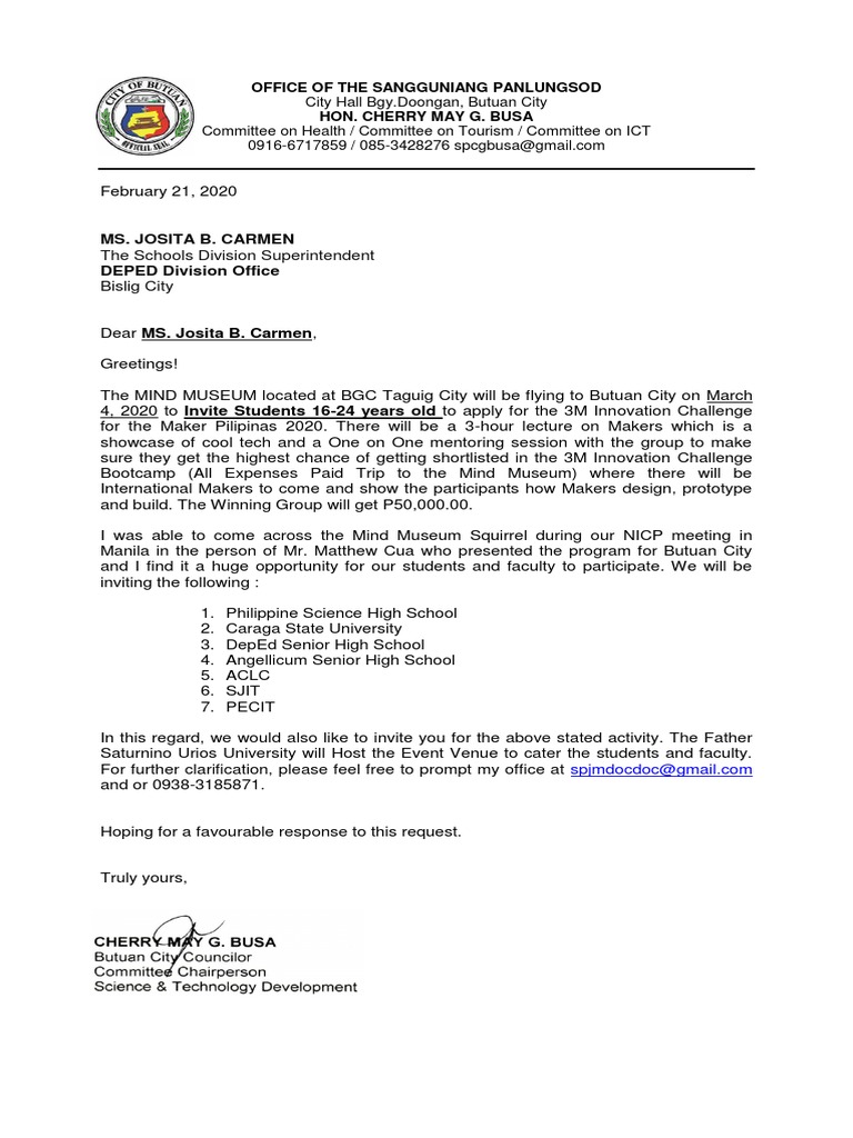 Bislig Deped Invitation | PDF