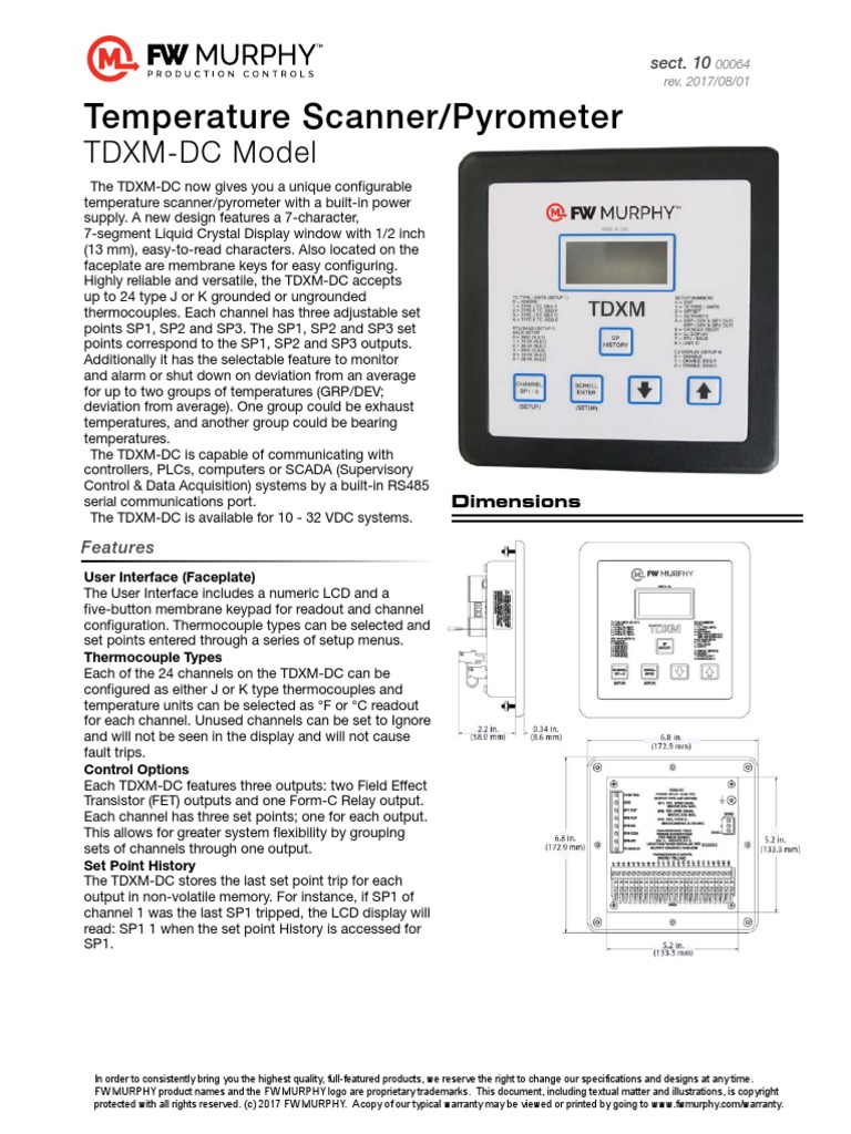 Murphy TDXM 10702748 Temperature Scanner Pyrometer | PDF