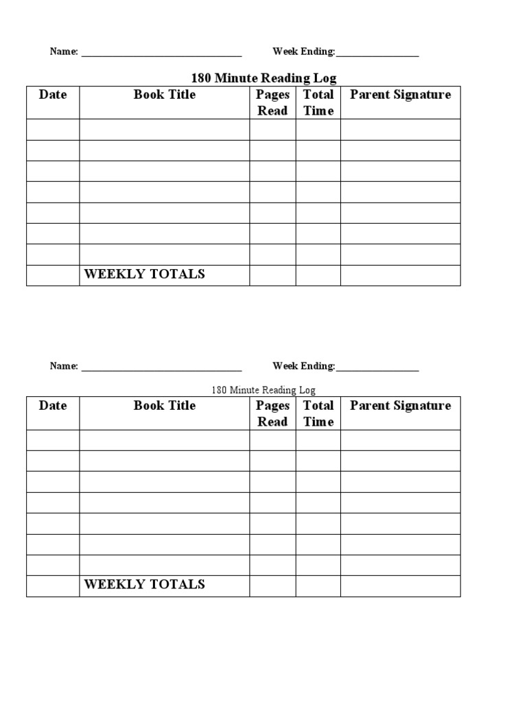 AR Reading Log | PDF