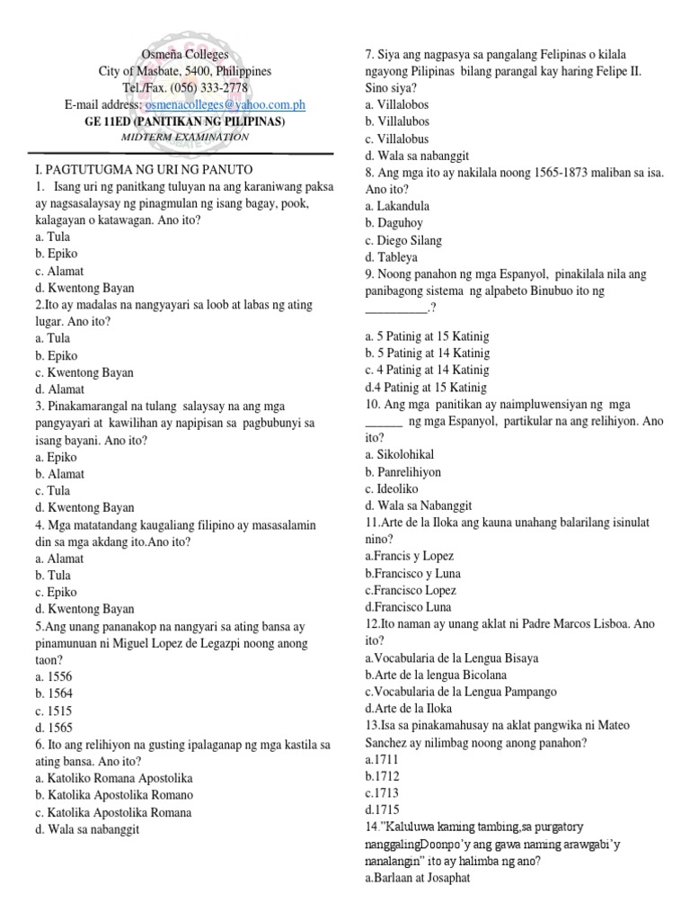 Panitikan Midterm | PDF