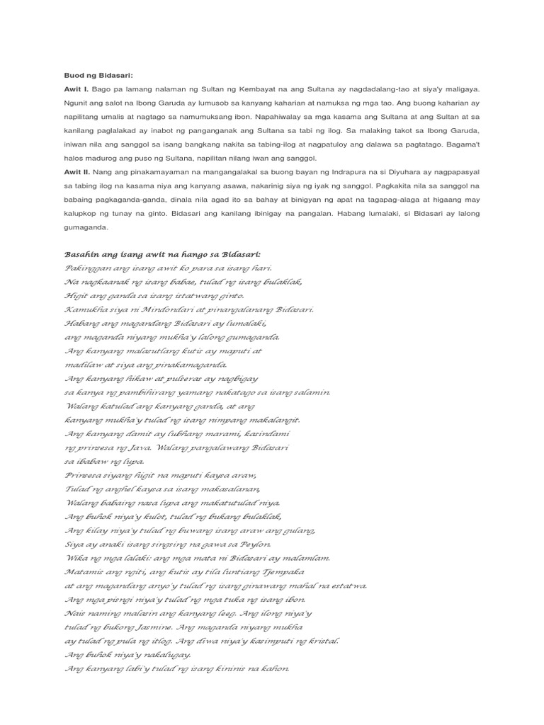 Buod NG Bidasari | PDF