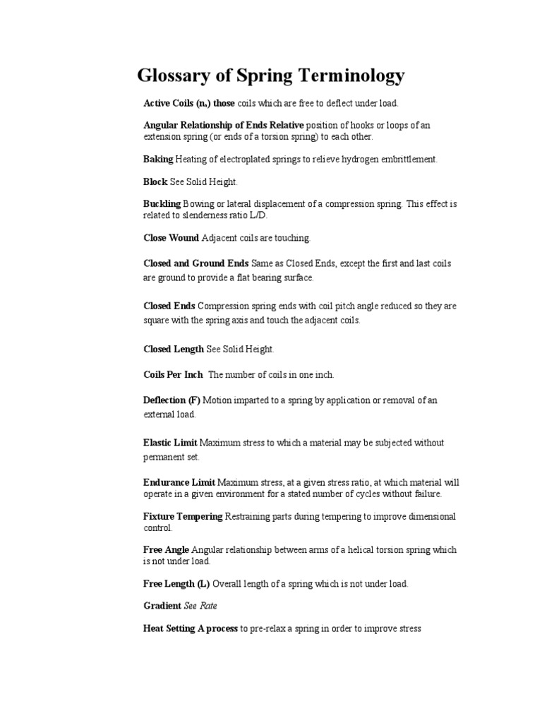 Glossary of Spring Terminology | Download Free PDF | Stress (Mechanics ...