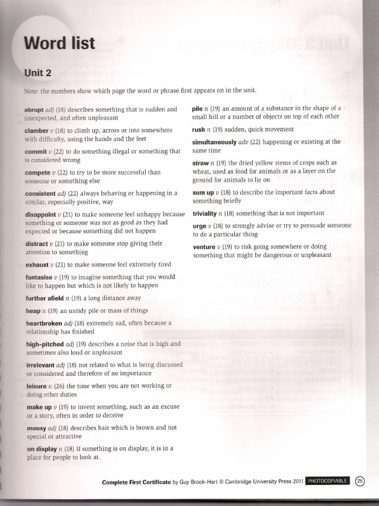 Wordlist Unit2 | PDF
