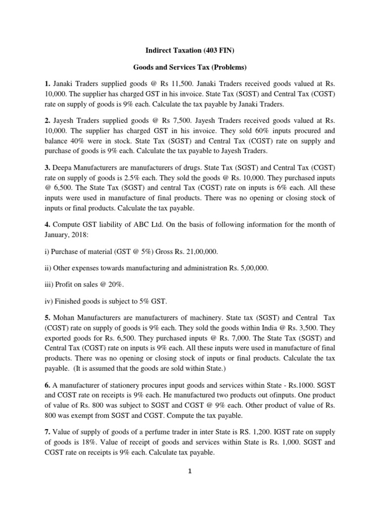 GST Problems | PDF | Finance & Money Management