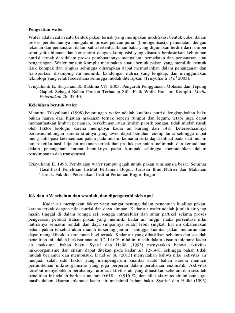 Kualitas dan Manfaat Wafer Pakan Ternak | PDF | Sains & Matematika