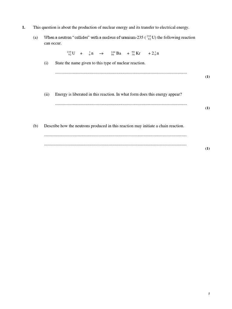Nuclear Energy and Reactions IGCSE Guide | PDF