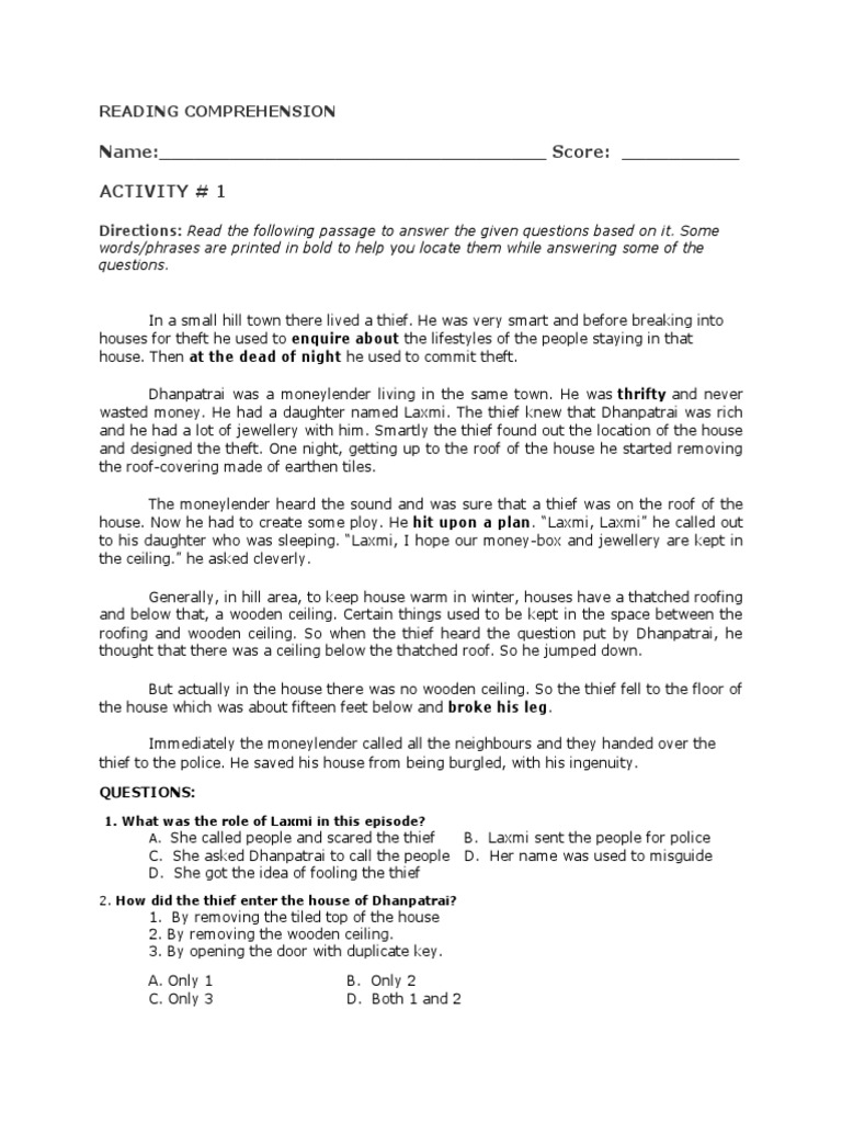 Comprehension Activities for Grades 3-9 | PDF | Language Arts & Discipline